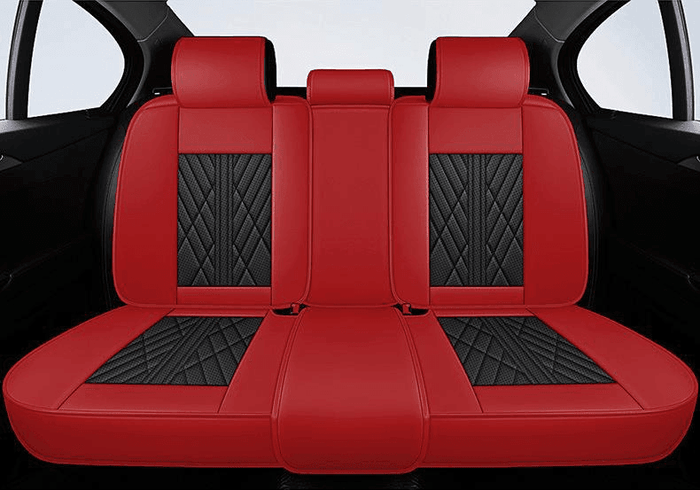 Black & Red Waterproof Leather Car Seats Covers - Ultra Car Mats