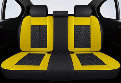 Black & Yellow Waterproof Leather Car Seat Covers - Ultra Car Mats